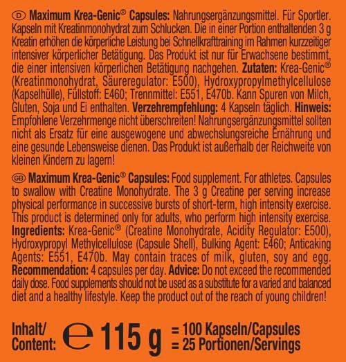 Weider Maximum KRea-Genic Creatine Capsules - High Dose Double Buffered ...