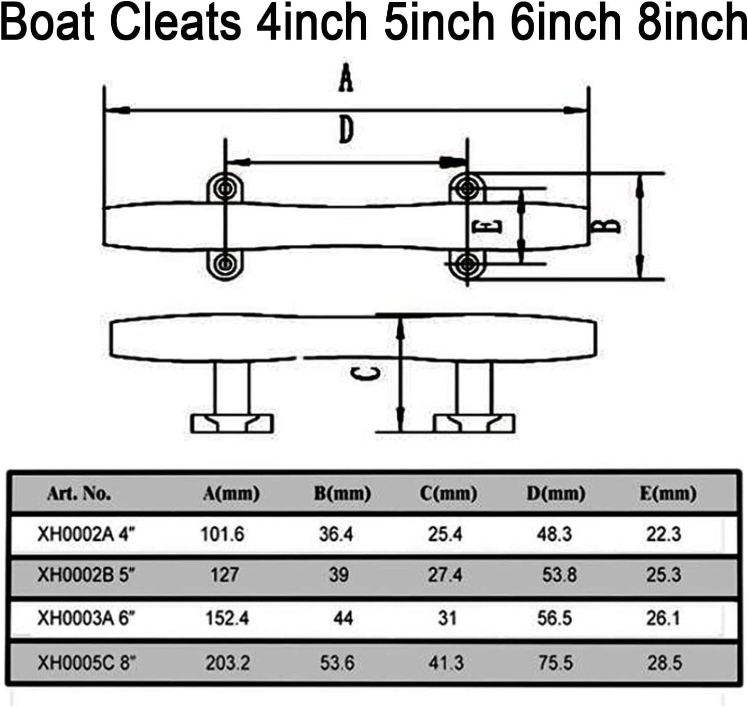 Stainless Steel Marine Dock Cleats - 5 inch, 4PCS Set for Boats, Kayaks ...