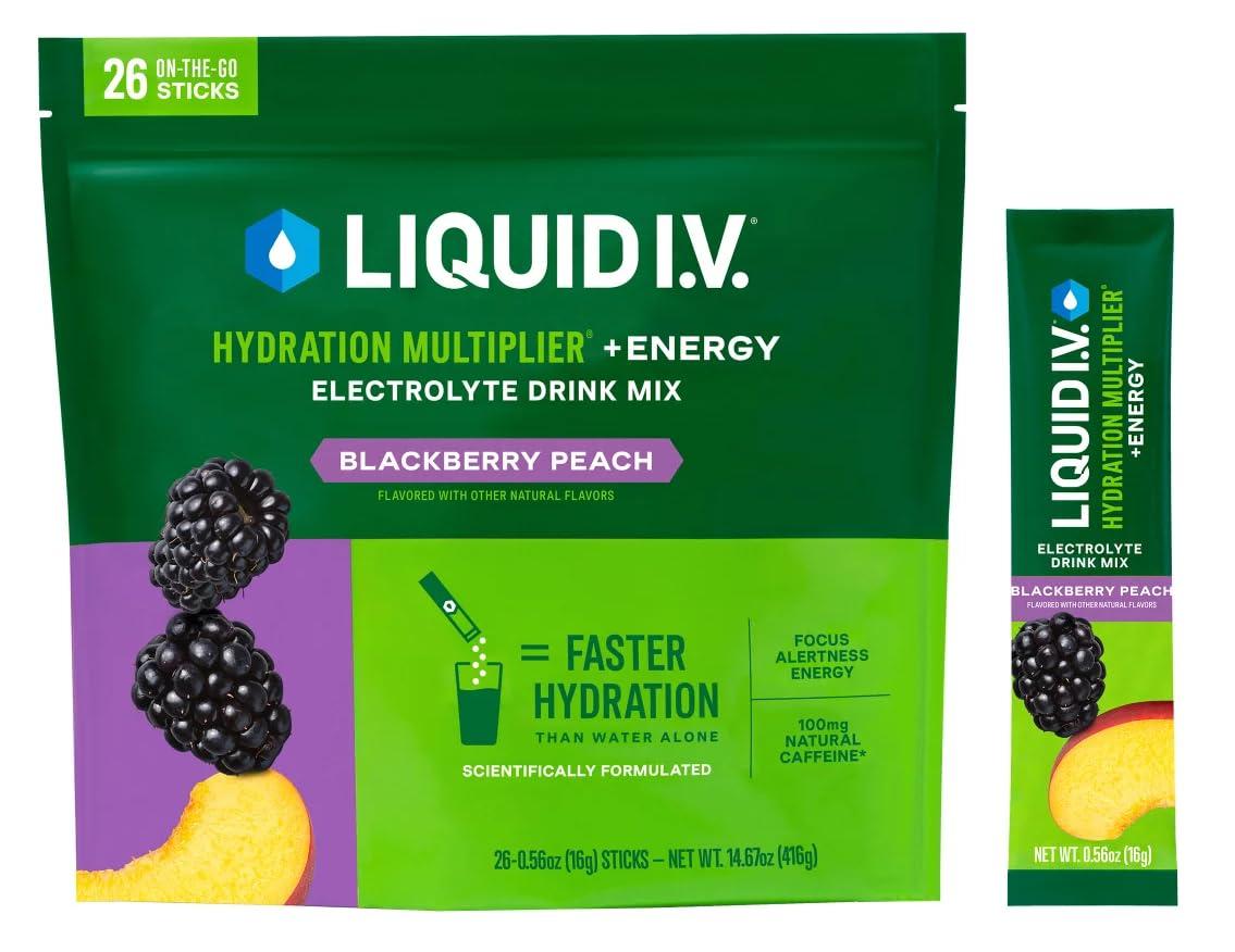 Liquid I.V Hydration Multiplier PLUS Energy Drink Mix - 26 Individual ...