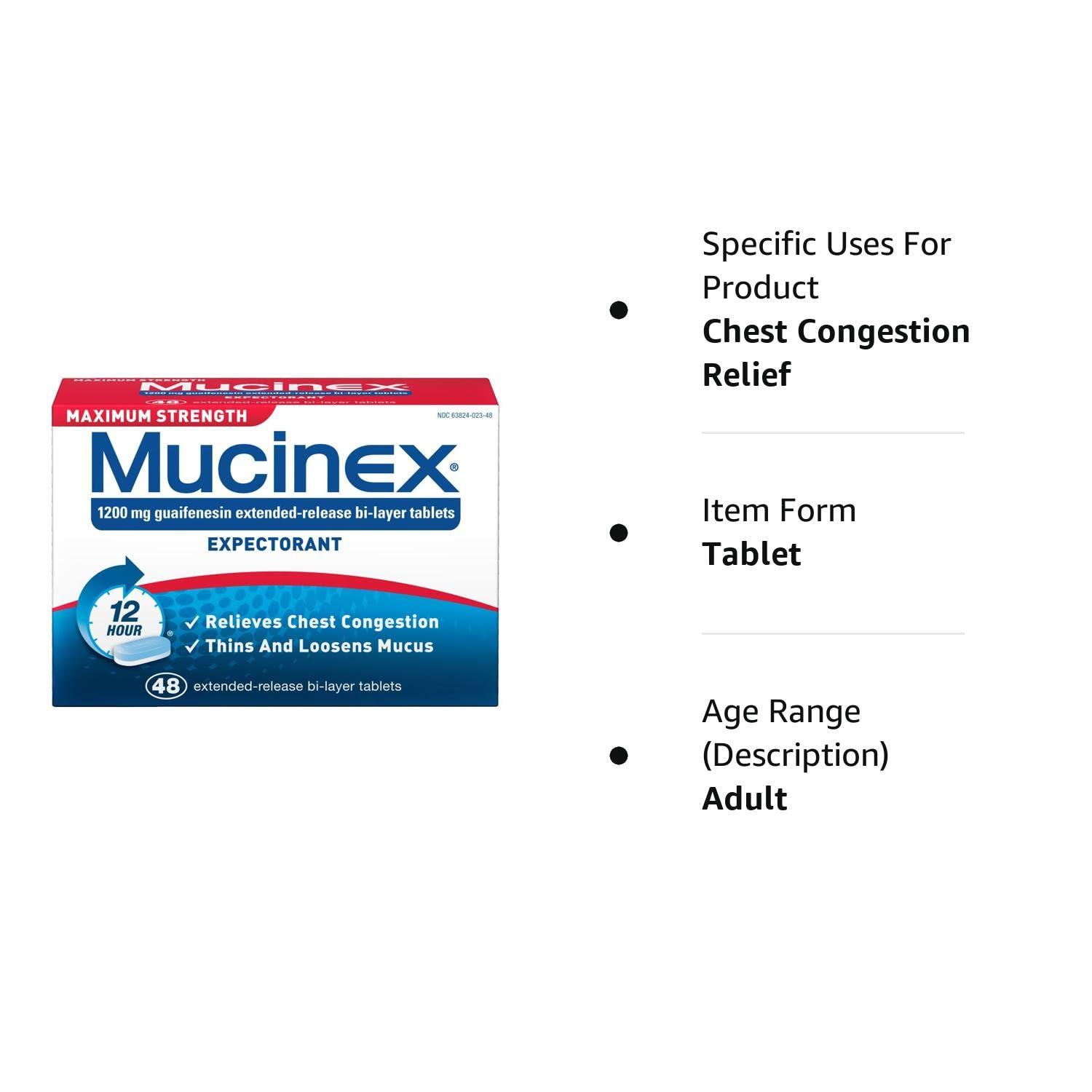 Mucinex Chest Congestion Relief Expectorant Tablet - Maximum Strength ...