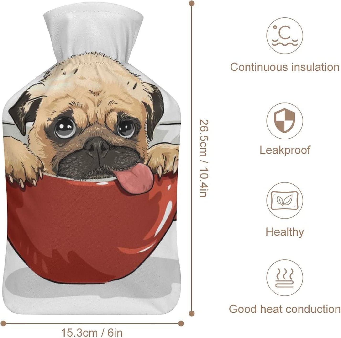 Buy Pug Dog Hot Water Bottle with Plush Cover - Hand Warmer for Adults ...