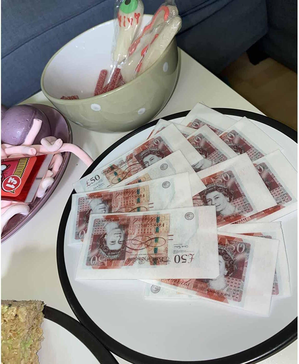 24x 50 Notes Edible Money Pounds Edible Rice Paper Cupcake Toppers ...