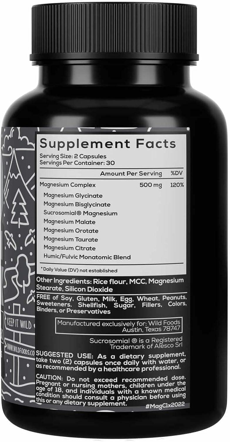 Wild Foods 7X Premium Vegan Magnesium Complex Supplement | High ...
