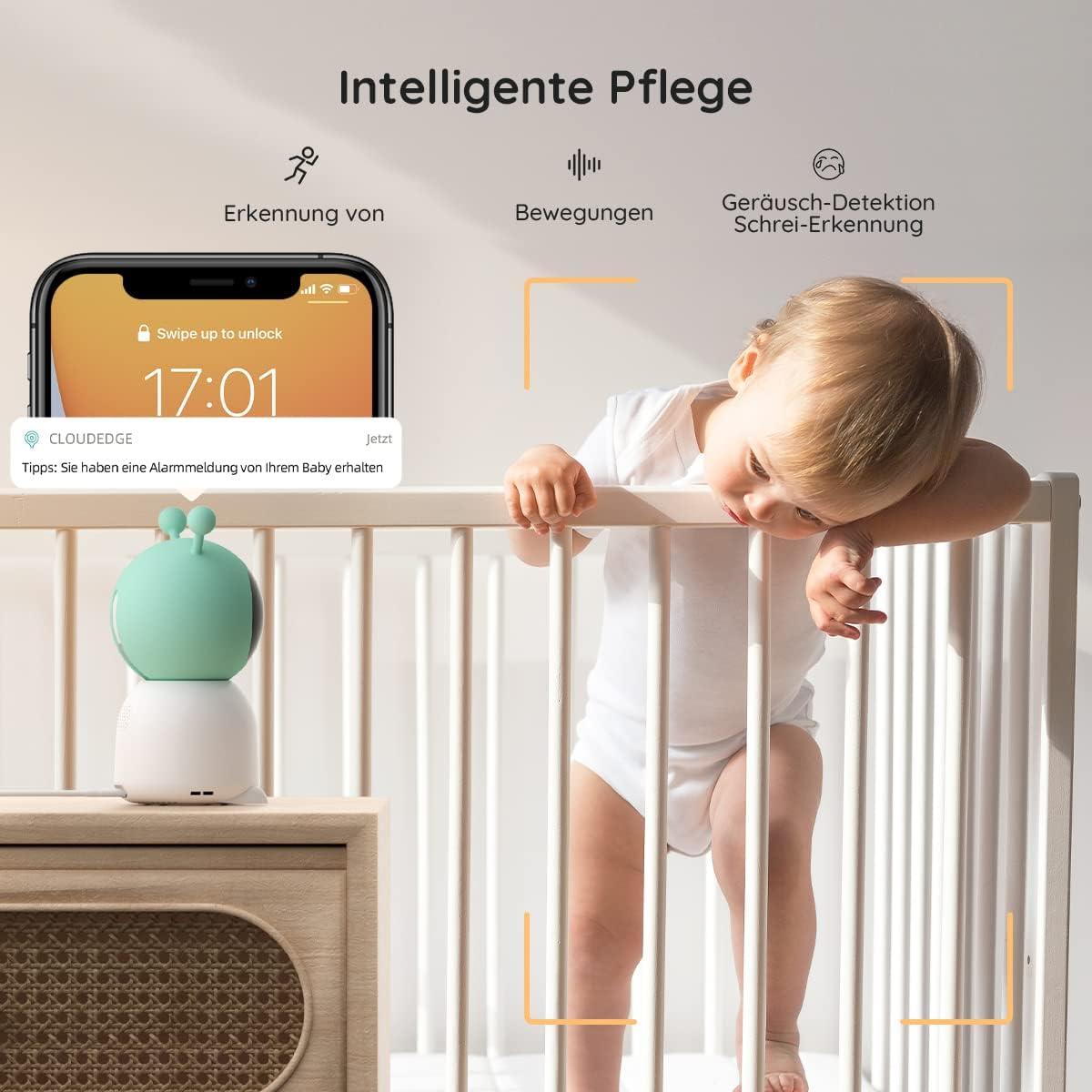 Boifun 2K Baby Monitor with Camera - 360 WLAN Video Night Light ...