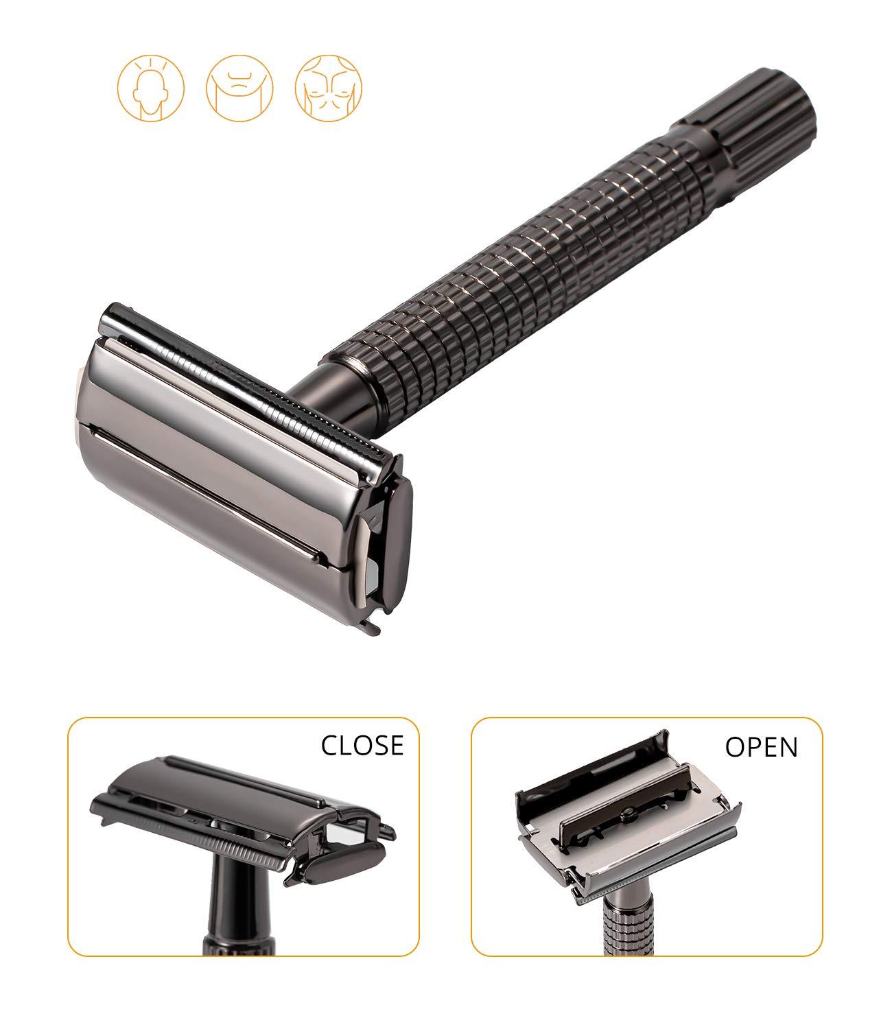 DreamGenius Long Handle Double Edge Safety Razor Set with Butterfly ...