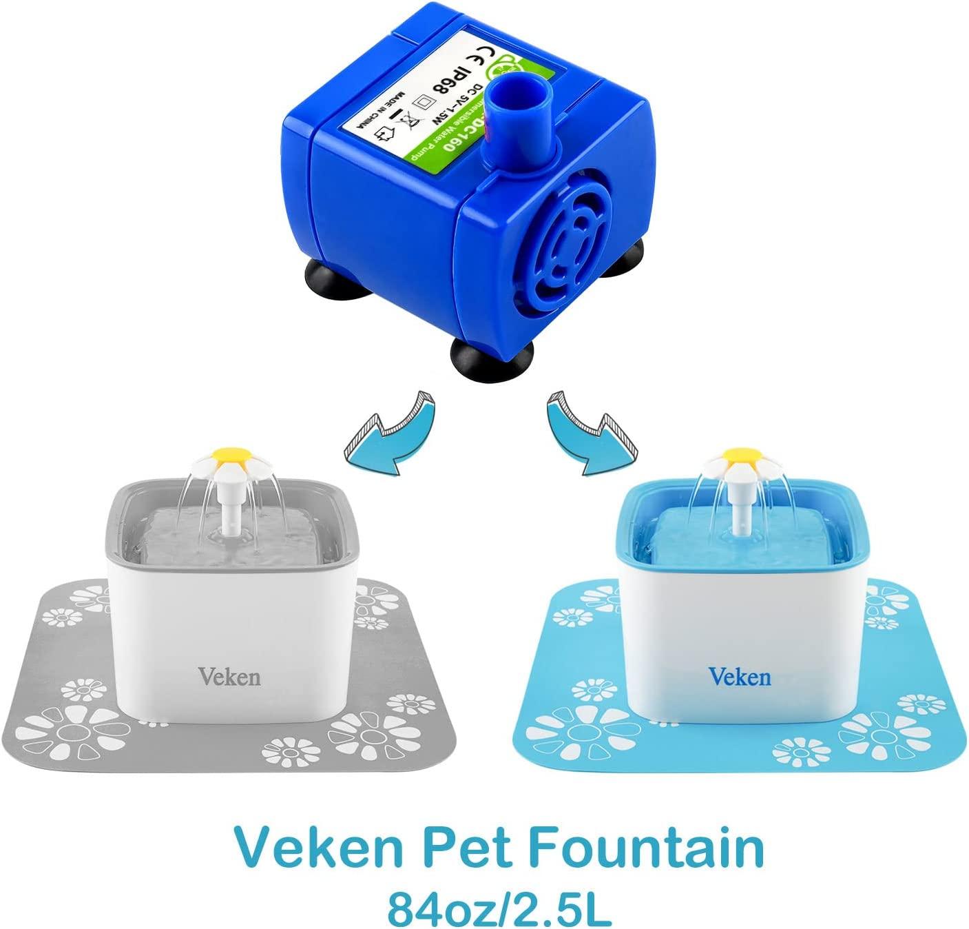Veken Replacement Pump for Cat Water Fountain - Ultra Quiet, Long ...