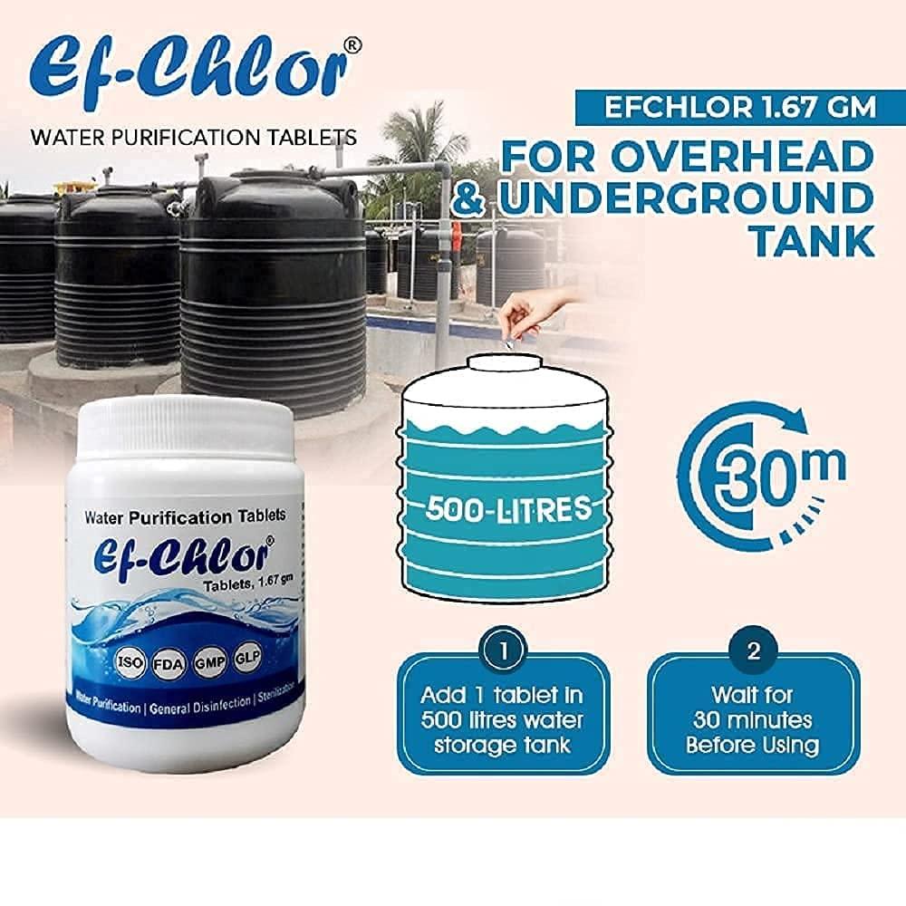 Ef-Chlor Overhead & Underground Water Tank Purification Tablets (1.67gm ...
