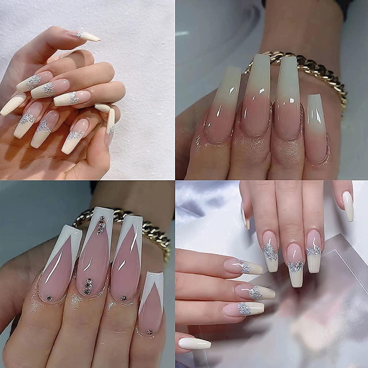 MAGIC ARMOR 550pcs Clear Acrylic Fake Nails Kit | Long Ballerina Coffin ...