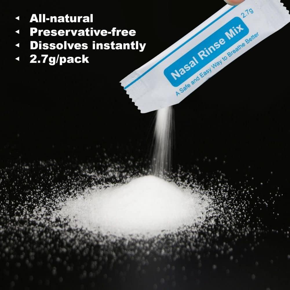 160 Refills Nasal Rinse Mix + 2 Nasal Sprayer - Neti Pot Salt for Sinus ...