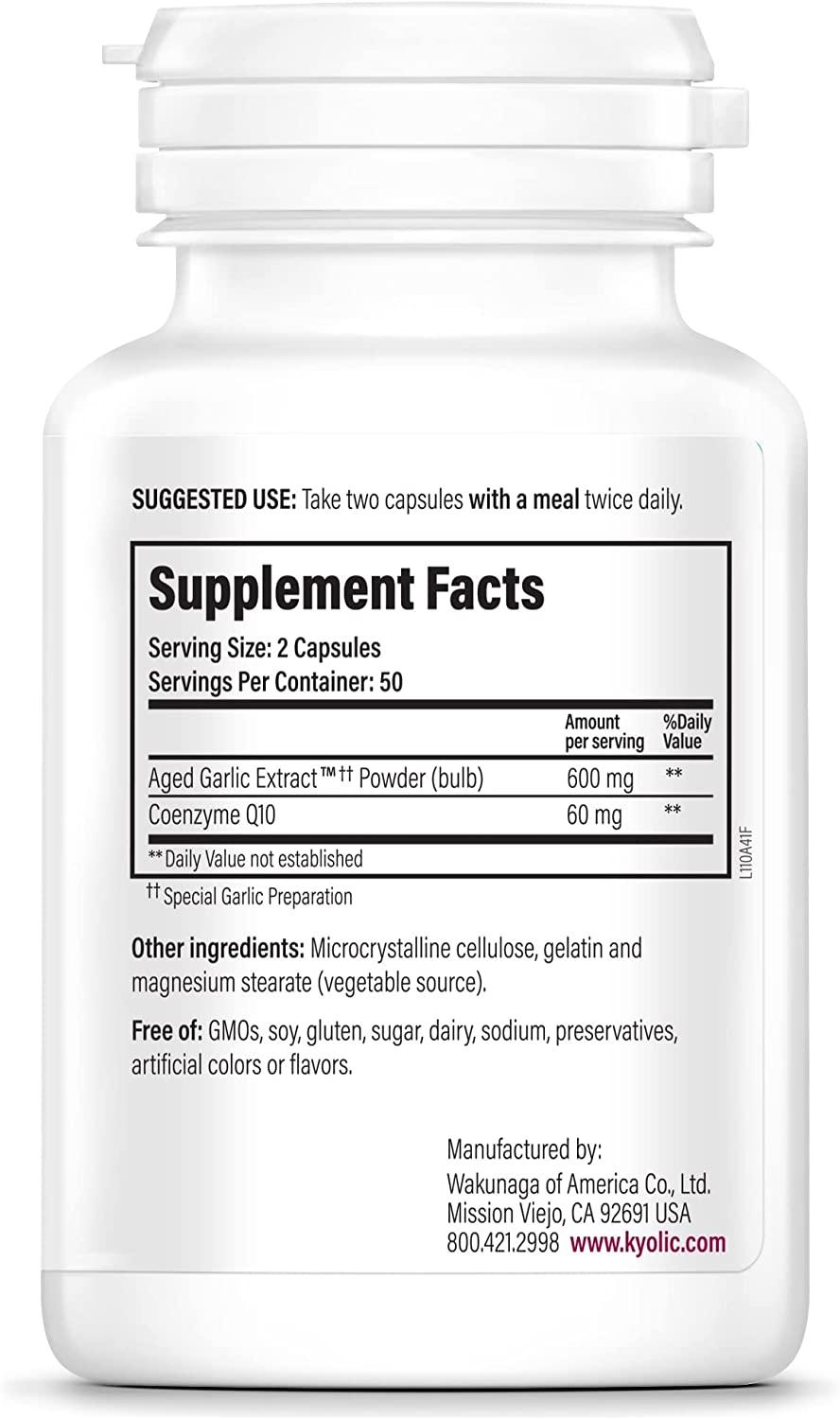 Kyolic Aged Garlic Extract Formula 110 with CoQ10 - 100 Capsules for Heart Health | Buy Now with ...