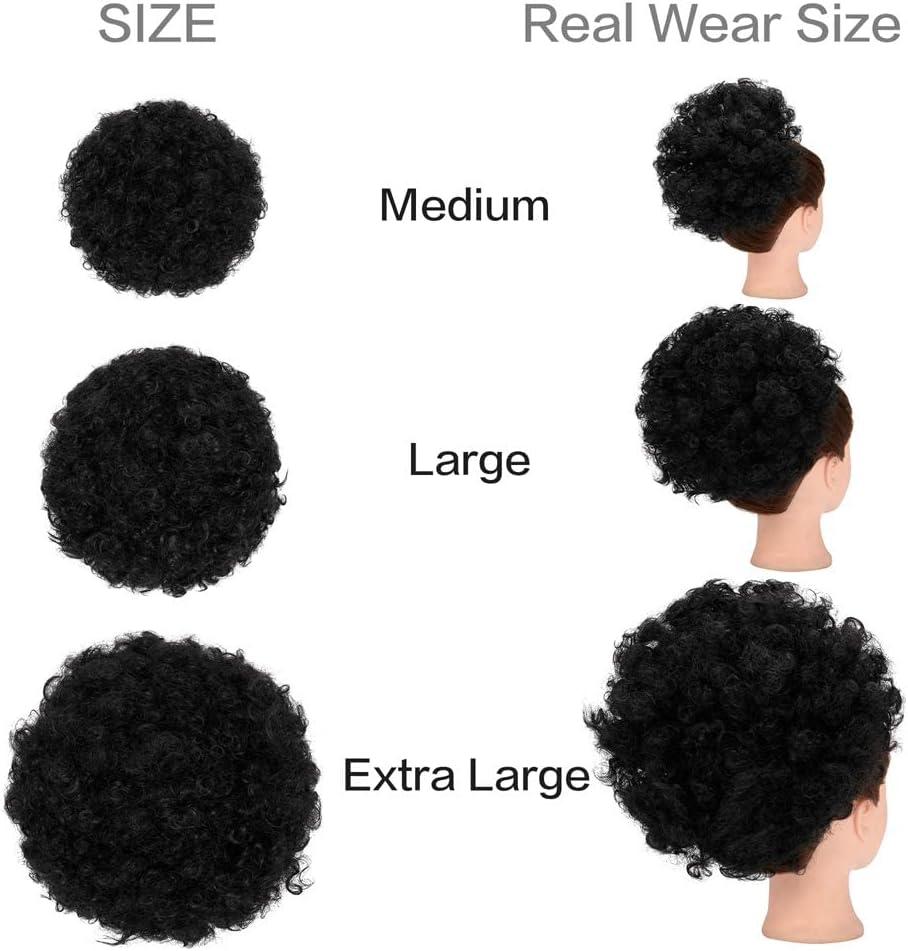X-Large Afro Puff Kinky Curly Drawstring Ponytail Bun Synthetic Hair - African American Updo ...