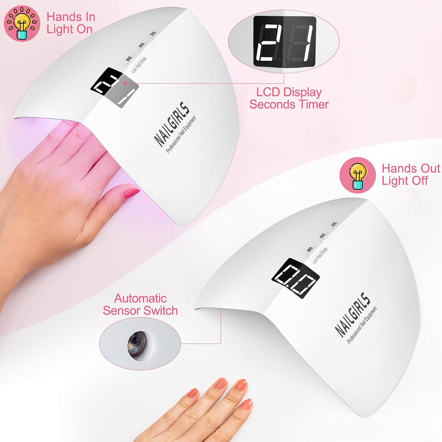 NAILGIRLS 54W UV Nail Lamp with Timer and Sensor - Professional ...