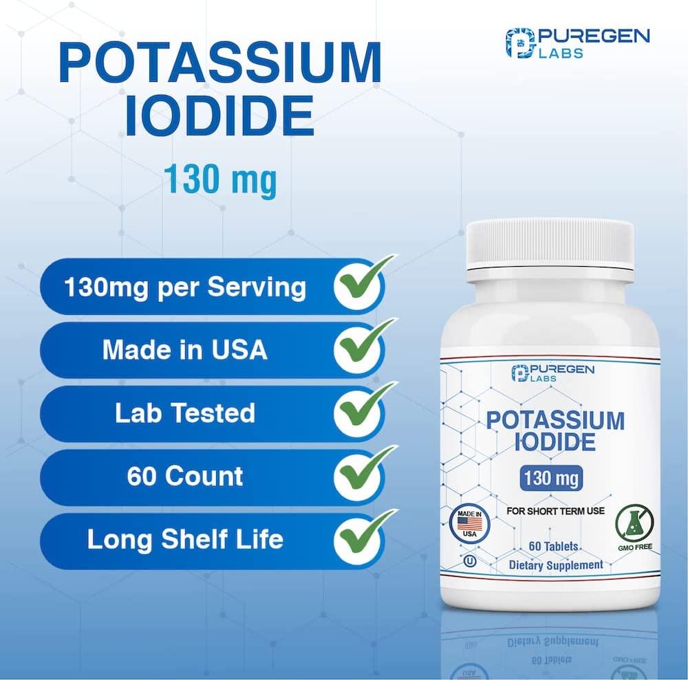 Potassium Iodide 130mg Tablets - 2 Pack | Thyroid Supplement | Kosher ...
