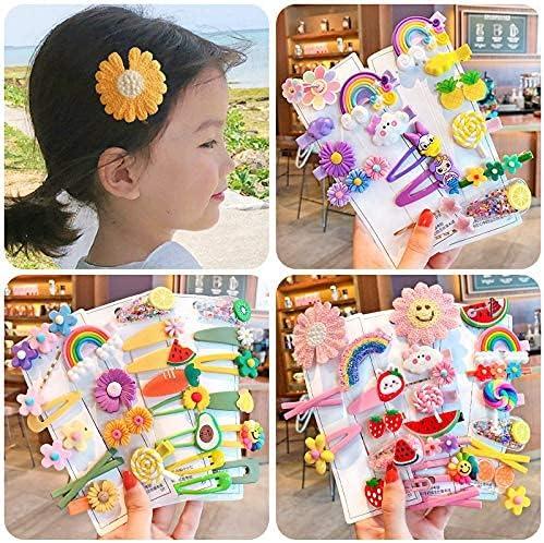 28-Piece Rainbow Hair Clip Set for Girls | Cute Animated Clips for ...