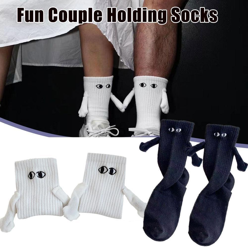 Couple Holding Hands Magnetic Socks - White 1 Pair | Unisex Funny 3D ...