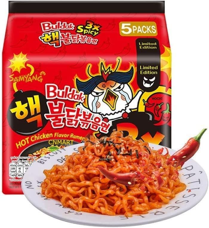 Samyang Buldak Hot Chicken Ramen 3x Spicy Flavour 140g Halal (Pack of 5 ...