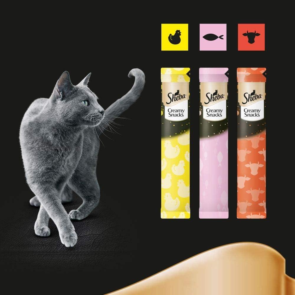 Sheba Creamy Snacks for Cats - Salmon Flavored Licking Sticks | 80 x ...
