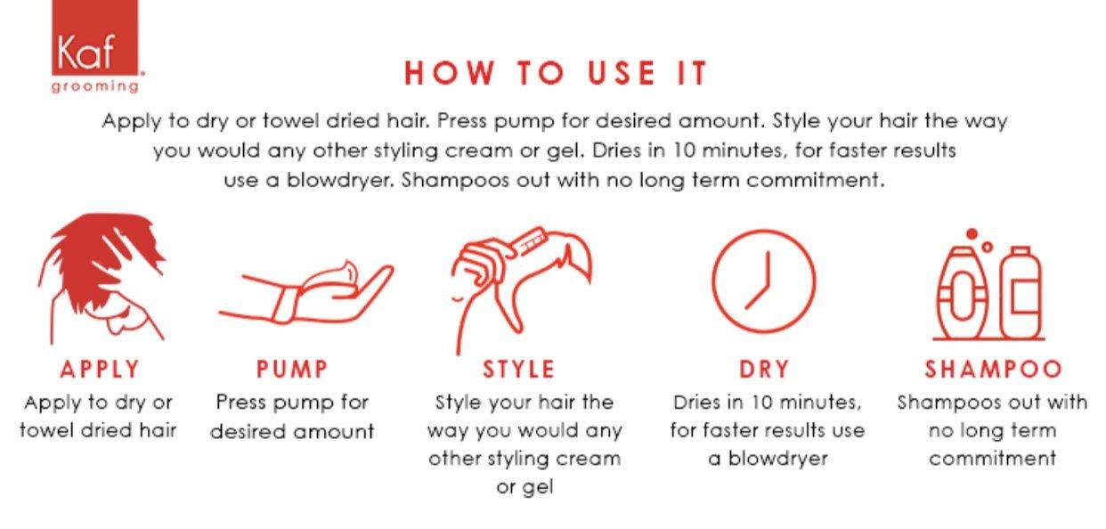 Kaf Grooming Dark Brown Hair Gel for Men - Natural Styling Cream to ...