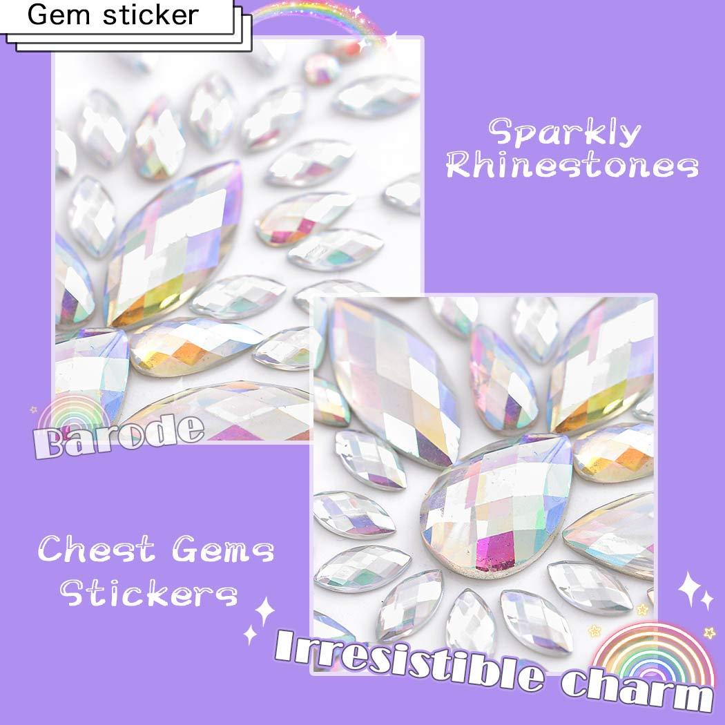 Barode Mermaid Chest Gems Sticker - Temporary Rhinestone Breast Tattoo ...