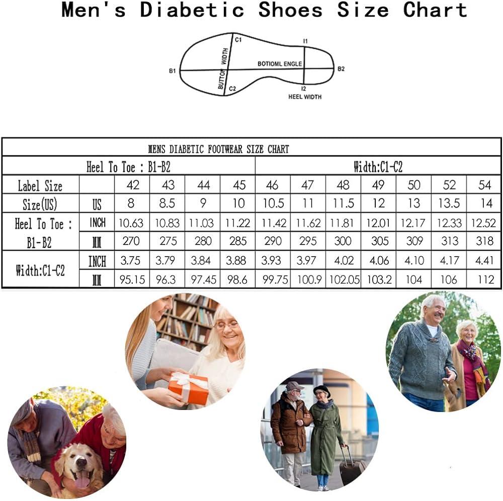 GSFY Men's Diabetic Orthopedic Shoes - Wide Width, Adjustable Strap ...