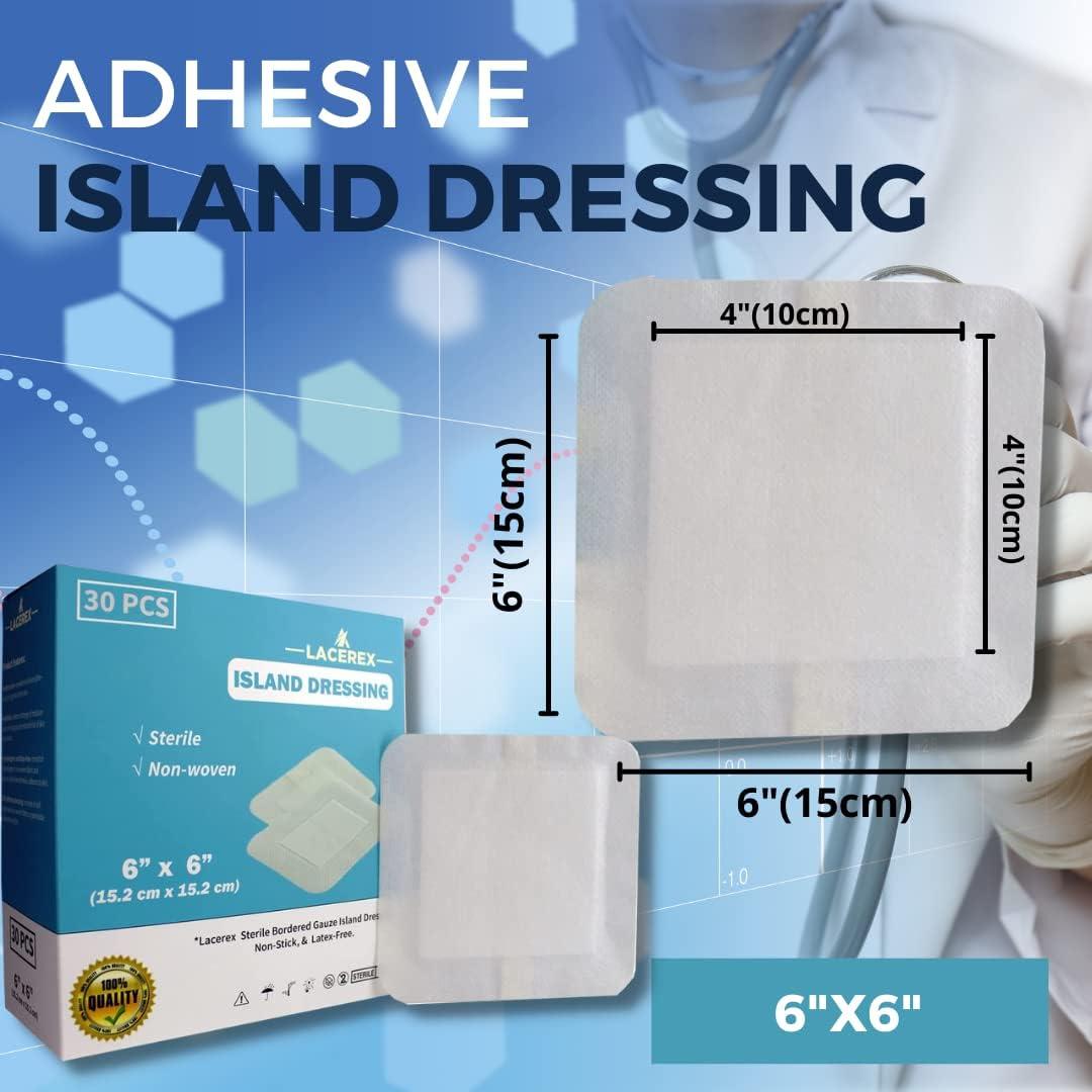 AWD Medical Adhesive Island Dressing Lacerex Sterile Bordered Non-Woven ...