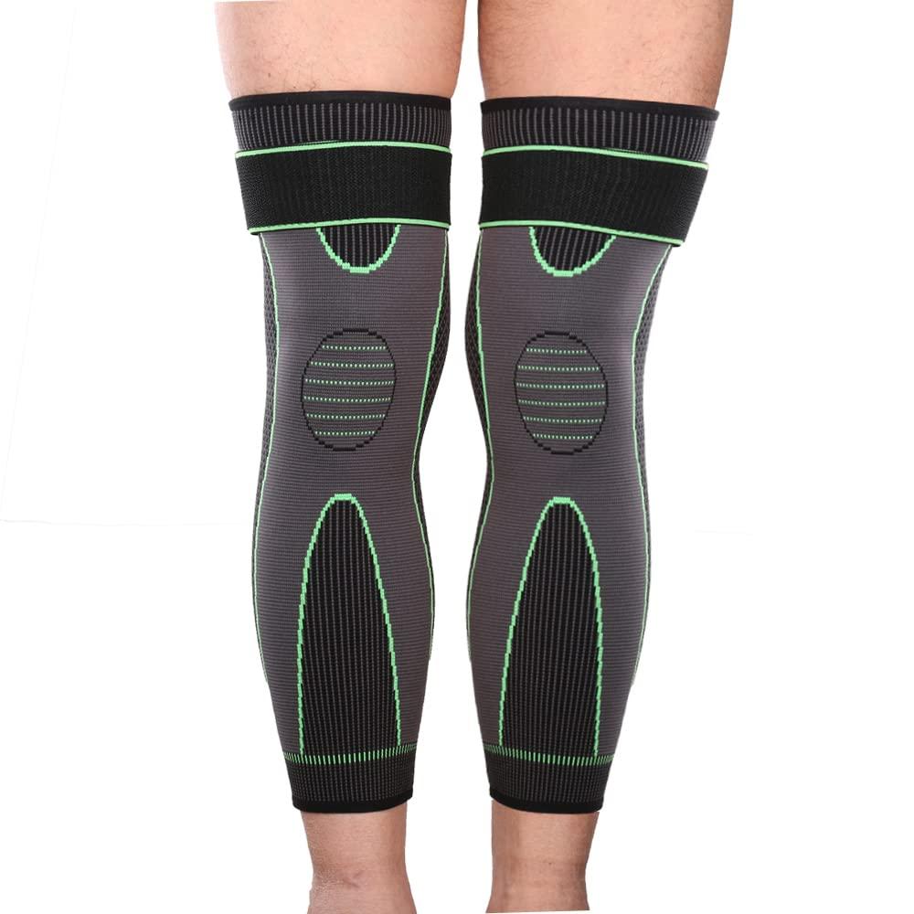 Mumian Long Compression Leg Sleeves with Knee Protection - Green (Pair ...