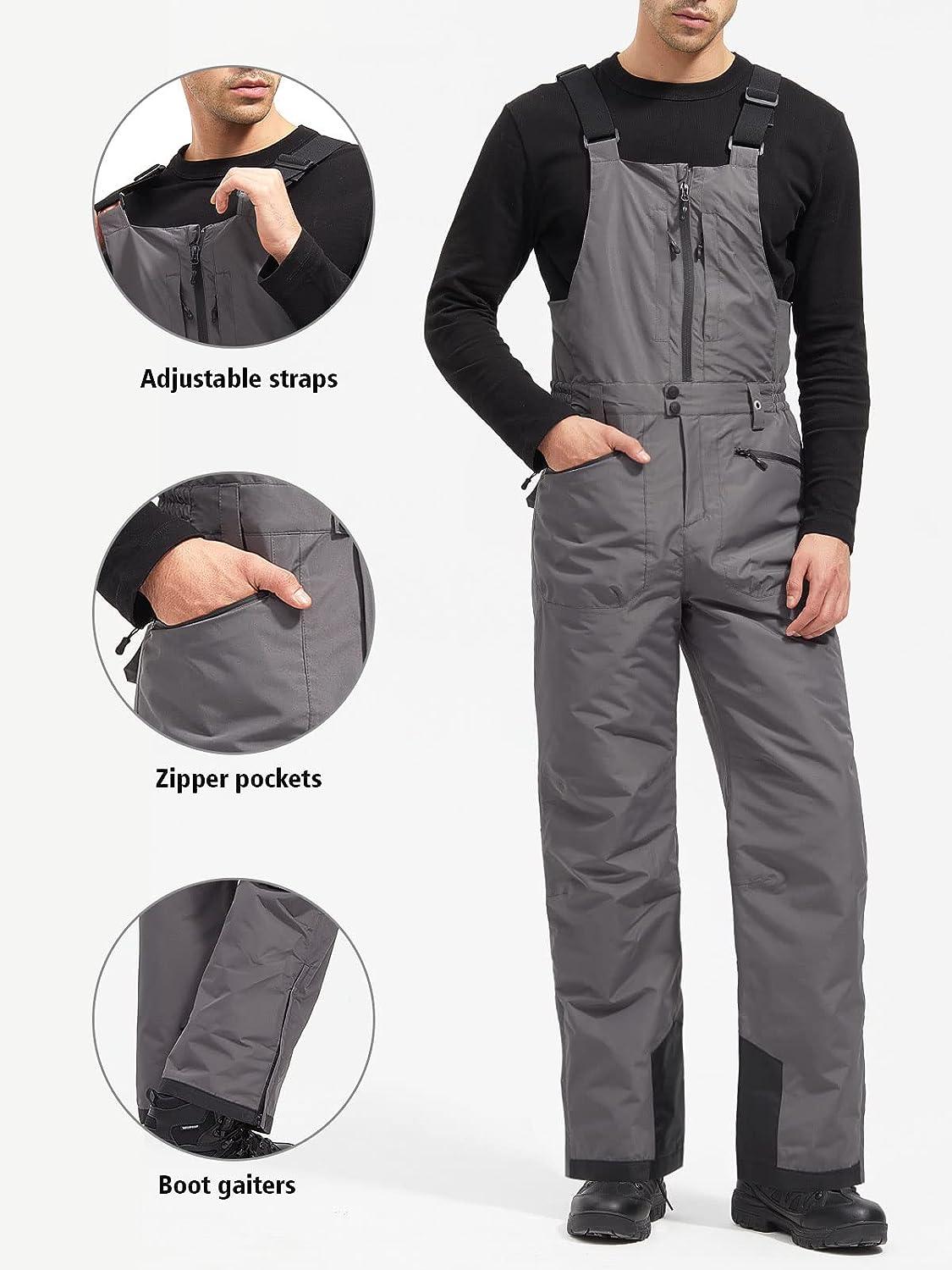 FREE SOLDIER Men's Insulated Waterproof Snow Bibs Ski Overalls Large/32 ...