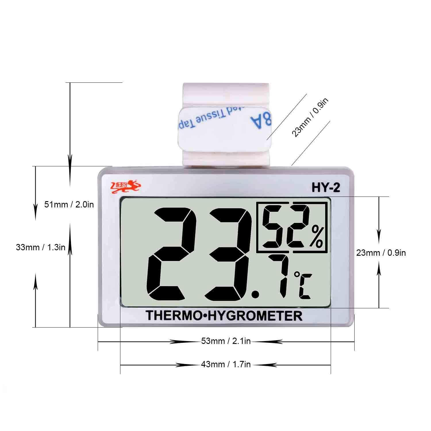 Reptile Thermo-Hygrometer Terrarium Digital Temperature Humidity Gauge ...