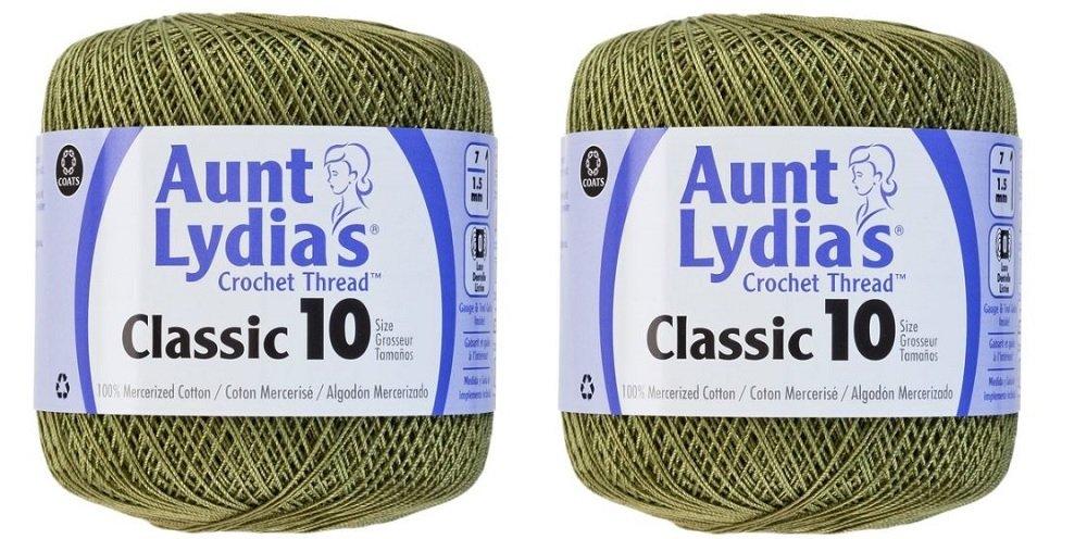 Aunt Lydia's Size 10 Olive Crochet Thread - 2-Pack | Durable and ...