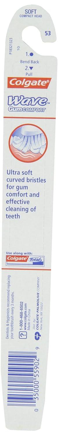 Colgate Wave Gum Comfort Soft Toothbrush, Pack of 6 - Assorted Colors ...