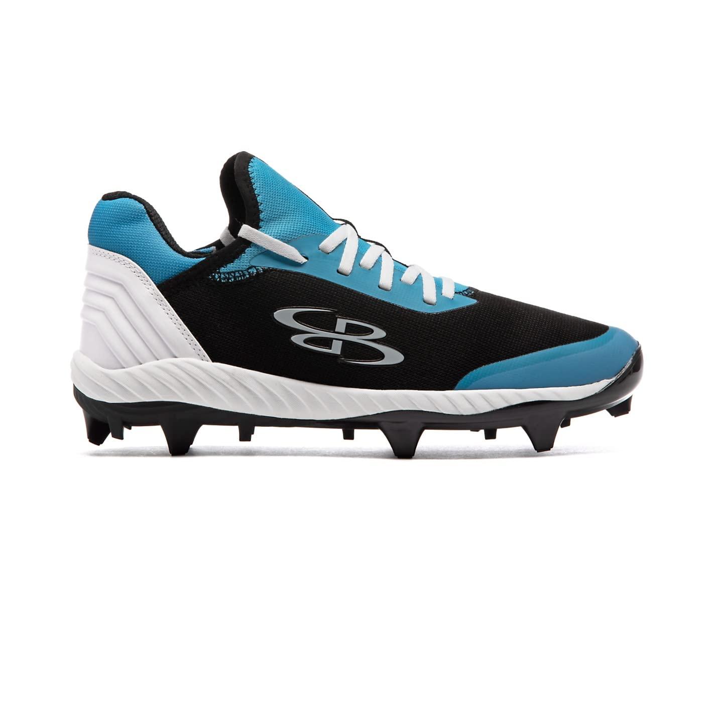 Boombah Men's Raptor Prime Molded Cleat - Black/White/Columbia Blue ...