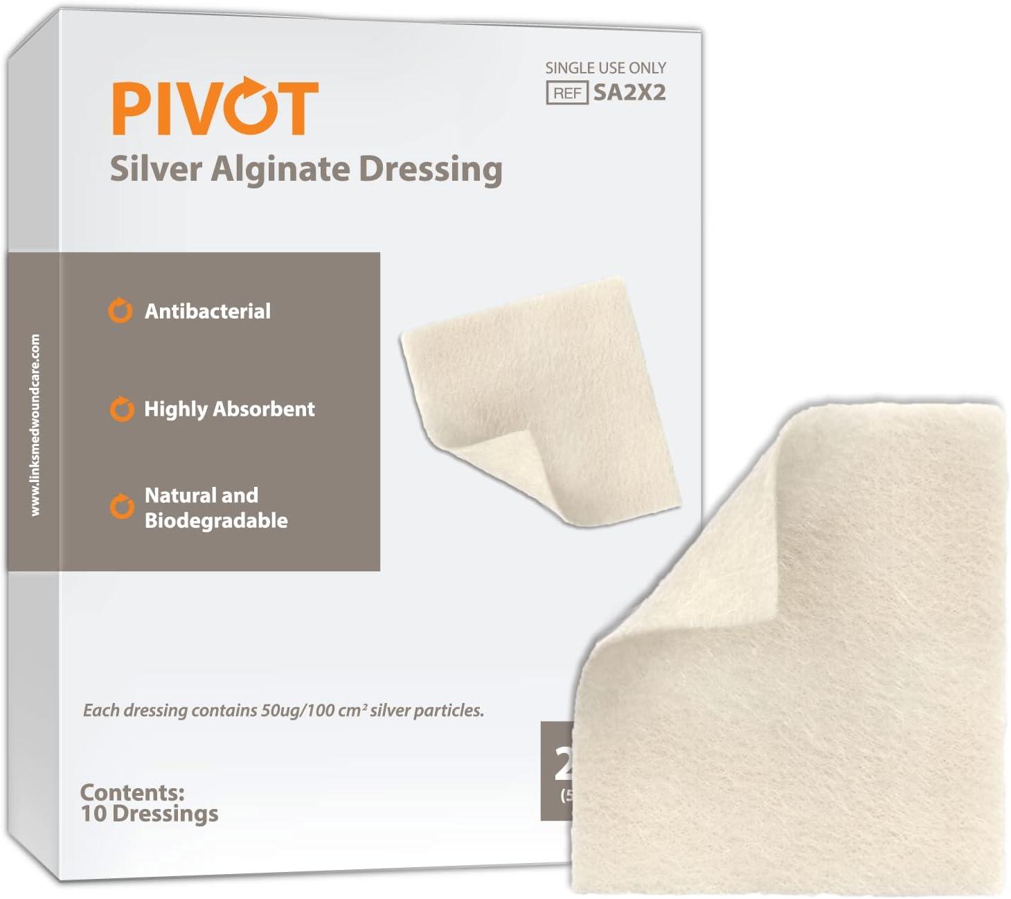 Pivot Silver Alginate Wound Dressing - Natural 2x2 First Aid Dressings ...