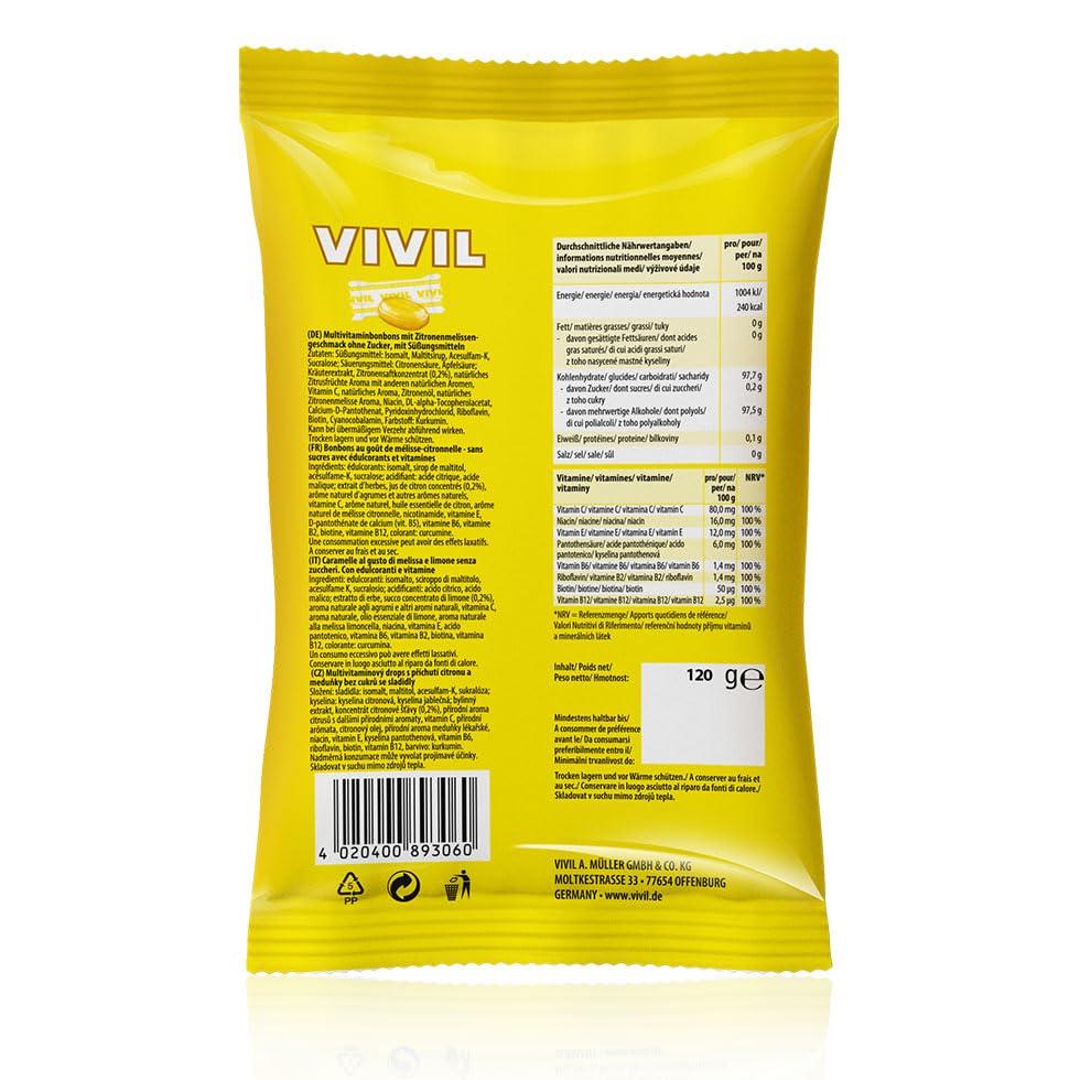 Vivil Lemon Balm Multivitamin Candy - Sugar-Free Vegan 8 Vitamins 5 ...