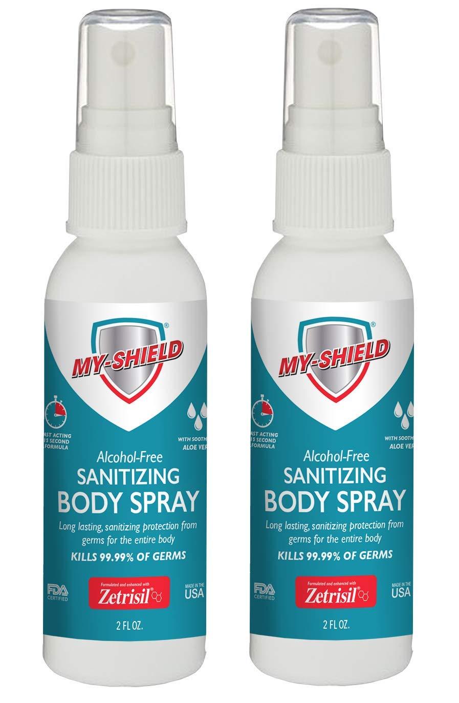Alcohol-Free My-Shield Sanitizing Body Spray - Long Lasting Antimicrobial Protection with Aloe ...