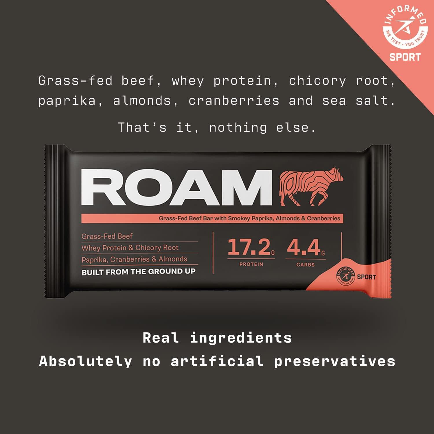 ROAM Natural Protein Bars: High Protein, Low Carb Meal Replacement, 6 ...