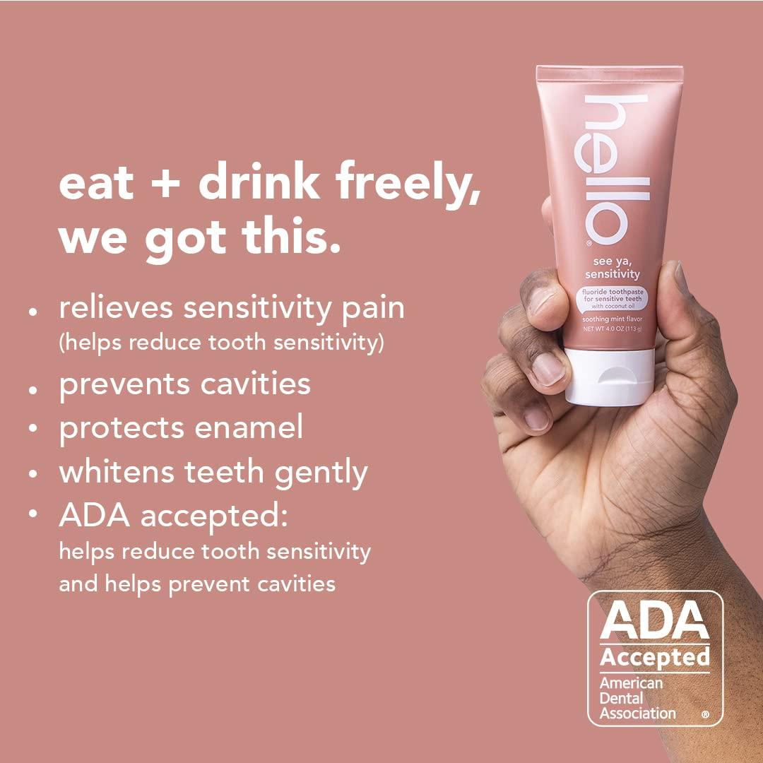 Hello See Ya Sensitivity Toothpaste - Minty Fluoride Formula for ...