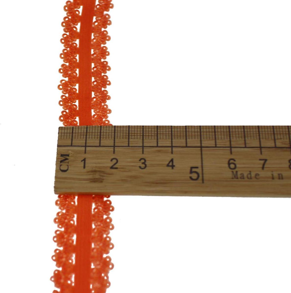 16 Yards 3/4'' Picot Edge Stretch Lace for Headbands - Orange Red ...