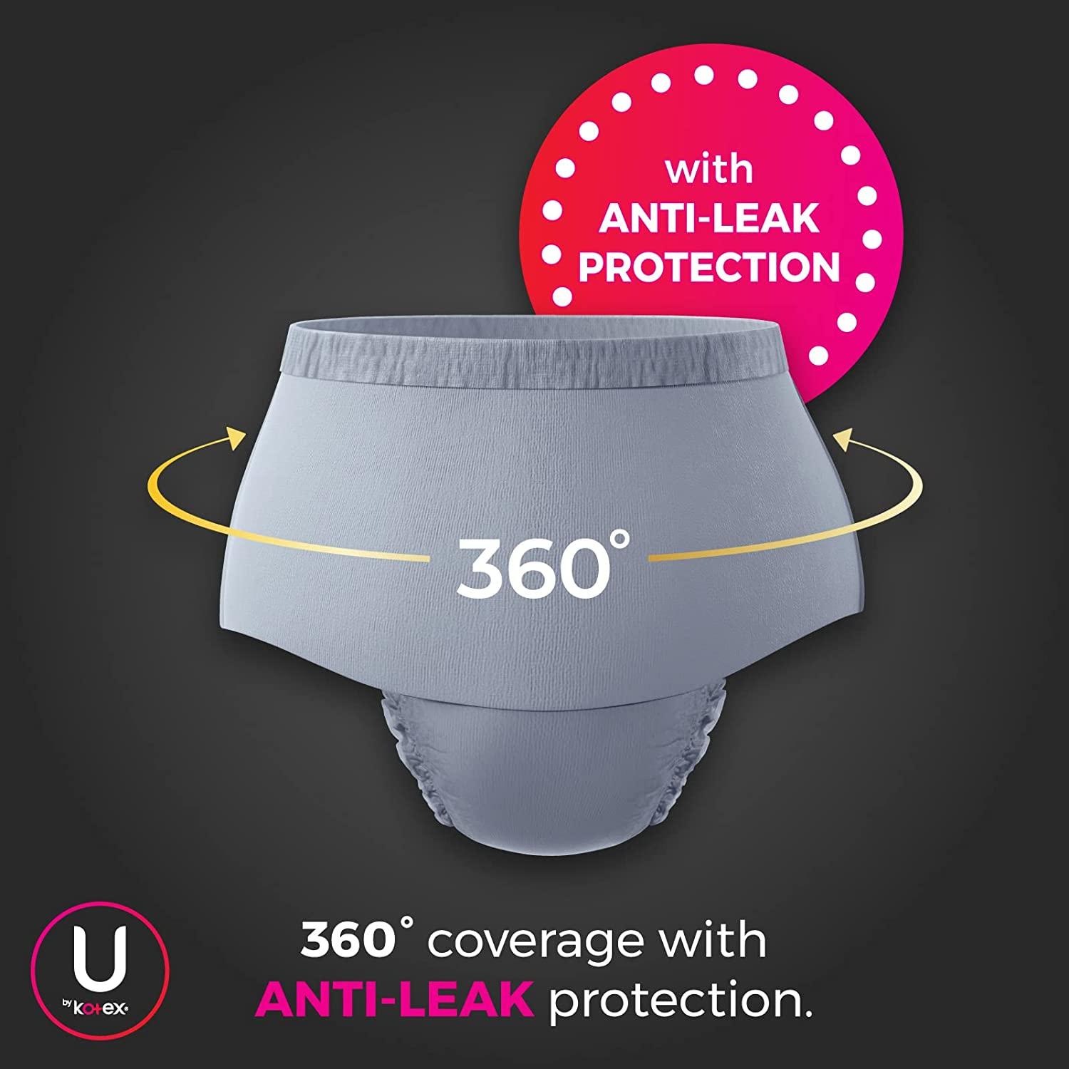 U by Kotex DreamWear Disposable Overnight Period Underwear for Women ...