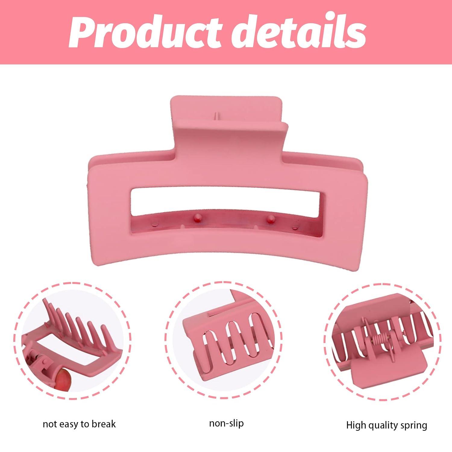 8-Pack Large Rectangular Hair Clips for Women | 10cm Plastic Claw Clips ...