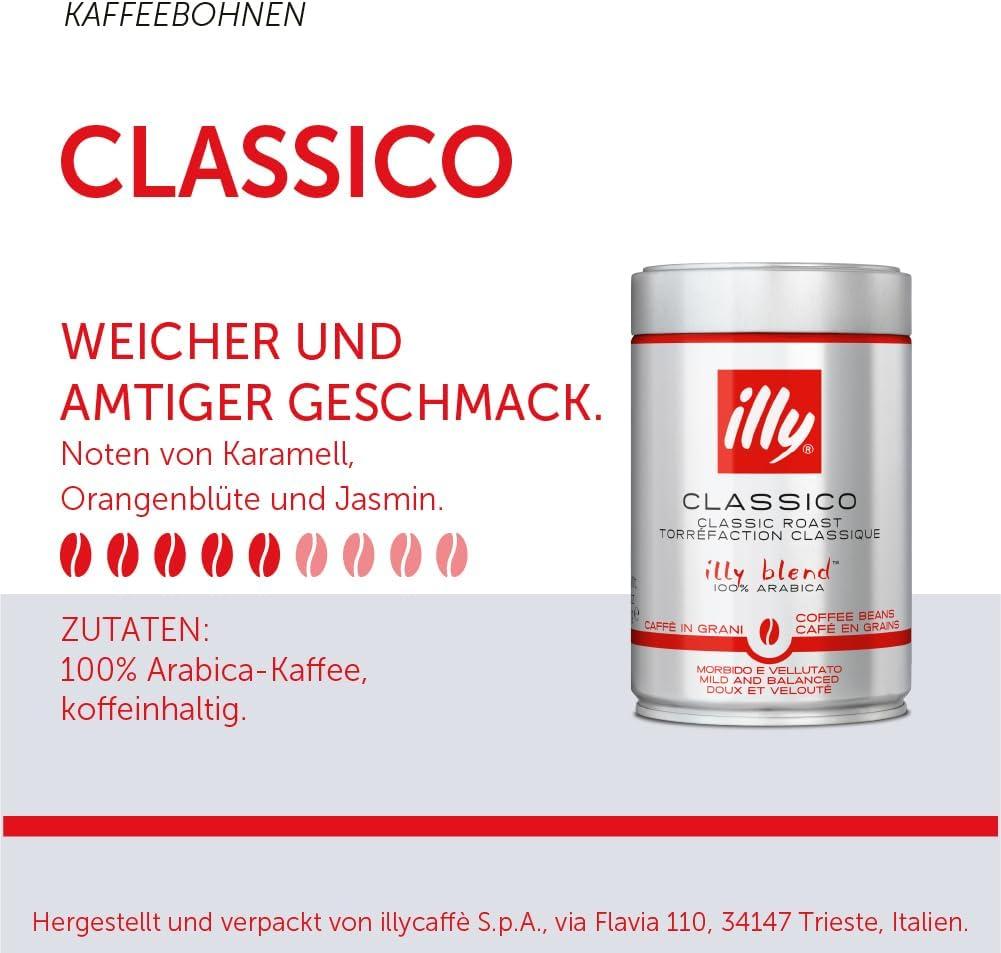 illy Coffee Classico Coffee Beans Medium Roast 100% Arabica Coffee Beans 250g (Pack of 2 ...