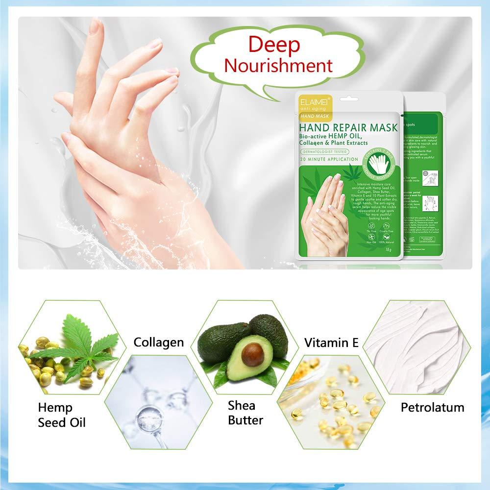 Moisturizing Gloves Hand Mask 5 Pack with Collagen, Shea Butter ...