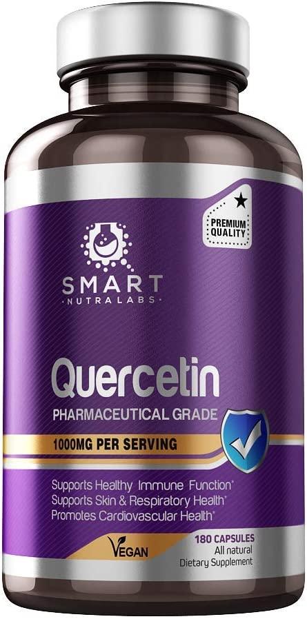 1000mg Quercetin Capsules - 180 Vegan, Pharmaceutical Grade Supplement ...