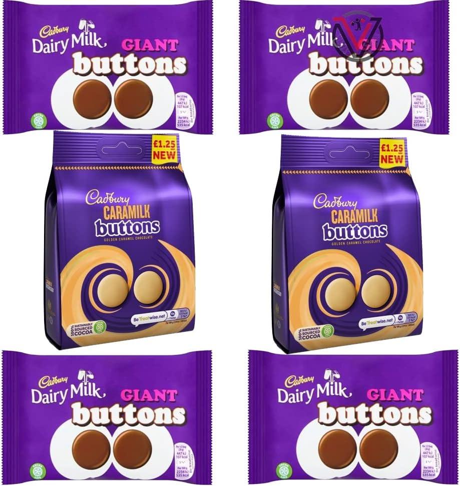 02 x Caramilk Golden Caramel Buttons Bag 90g & 04 x Dairy Milk Giant ...