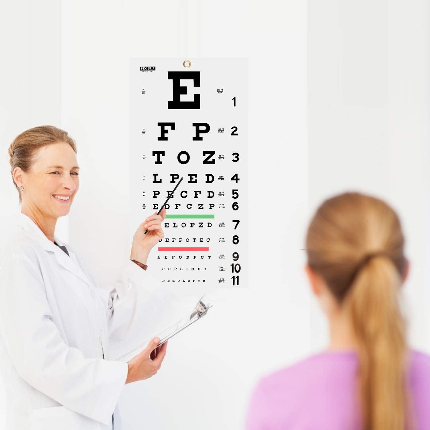 PECULA Eye Chart - Snellen Eye Chart for Eye Exams - 20ft Distance - 11x22 in - High Quality ...