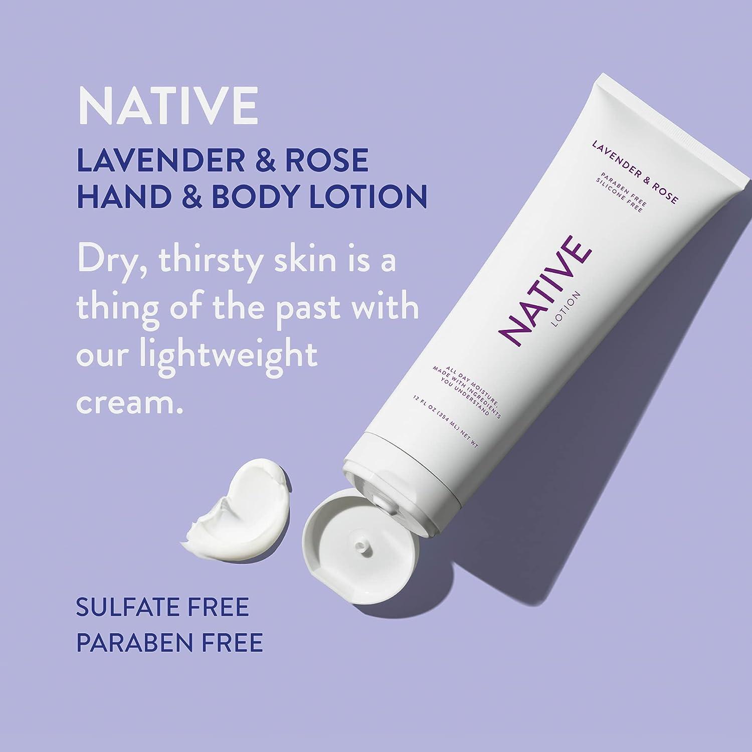 Native Lavender & Rose Body Lotion - 12 fl oz | Moisturizer for Men and ...