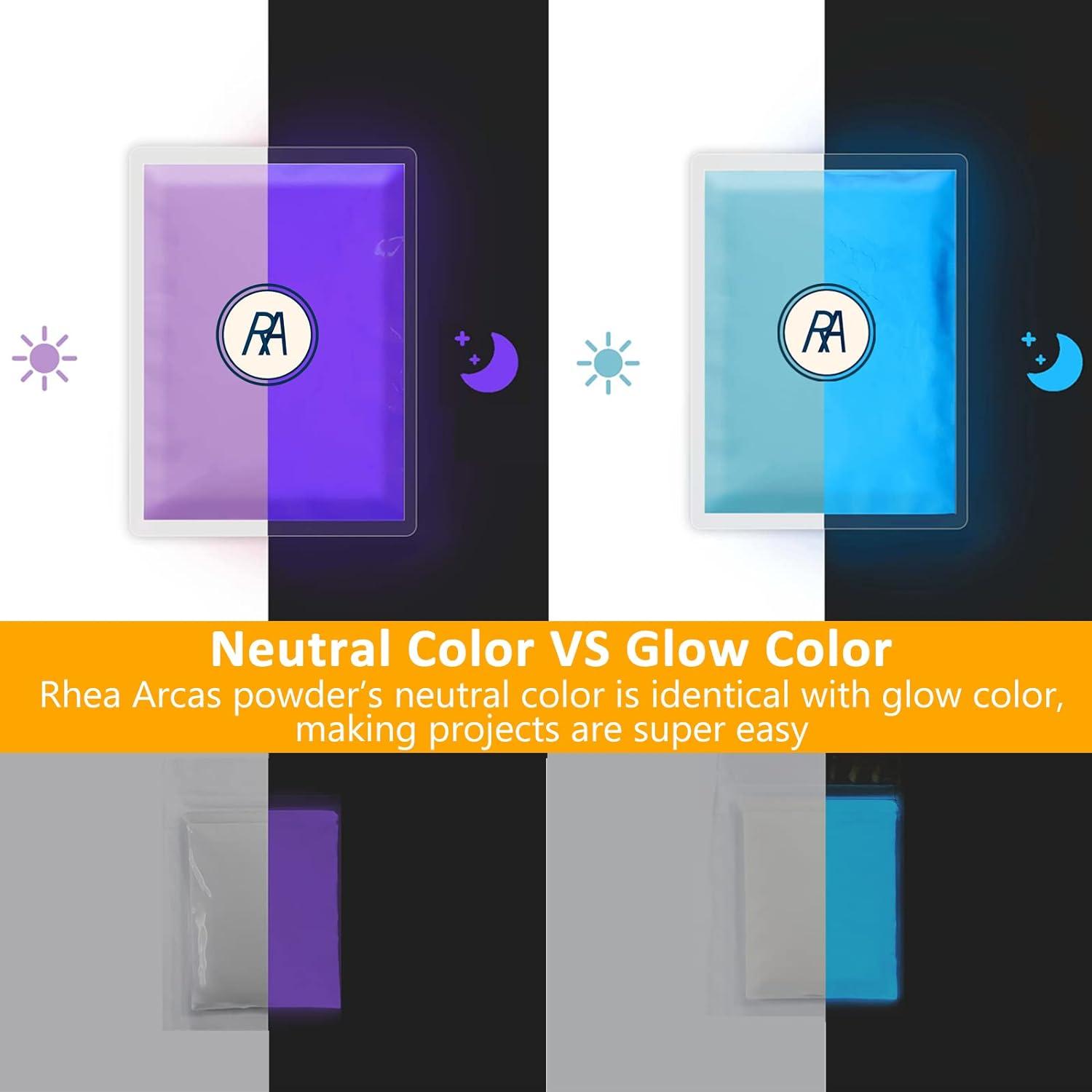 Rhea Arcas Glow in The Dark Powder - 12 Pack Luminous Mica Pigment for ...