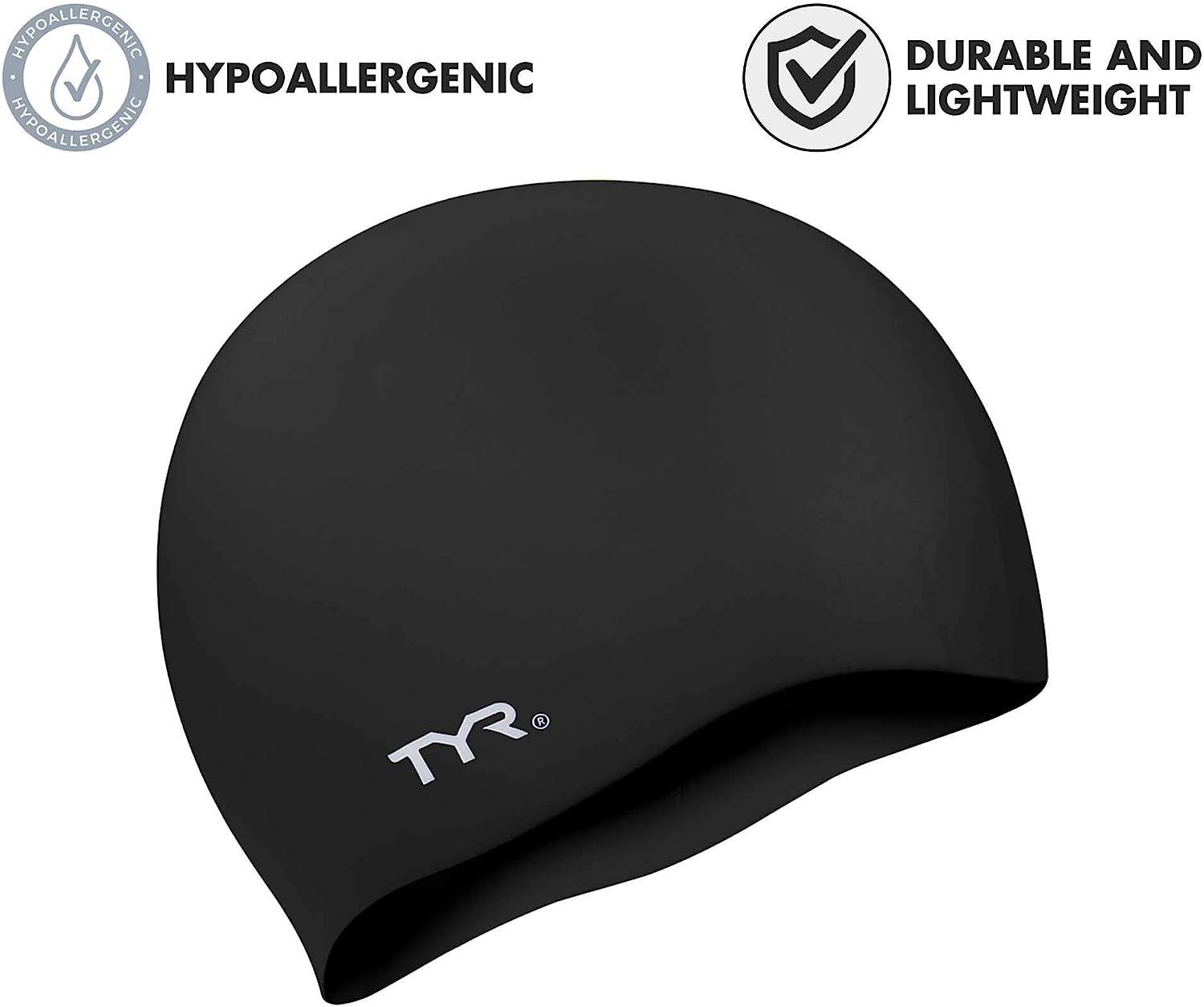 TYR Adult Black Silicone Swim Cap - Wrinkle Free | Top Quality | Buy ...