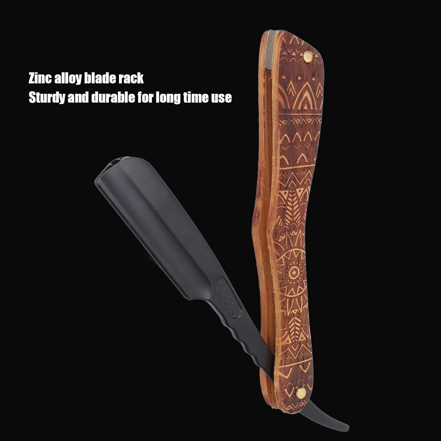 Premium Wooden Handle Razor - One-Sided Straight Edge for Mustache ...
