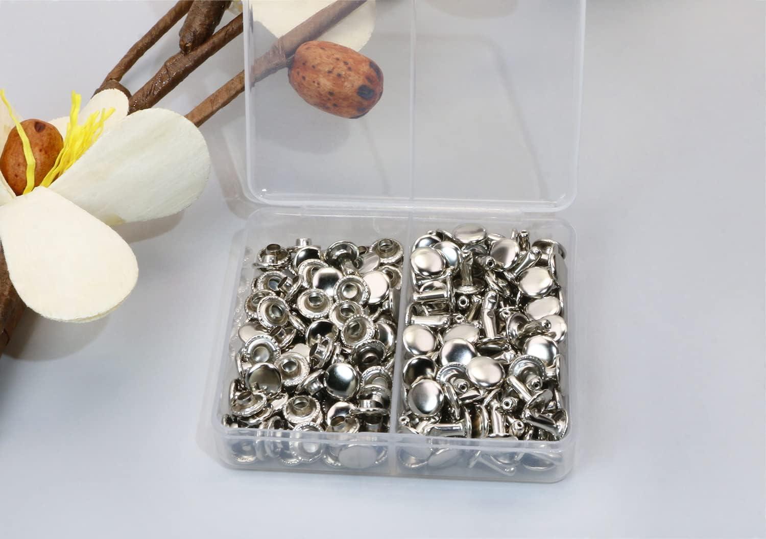 ONLYKXY 100pcs Metallic Leathercraft Rivets Double Cap 8MM/0.3inch ...