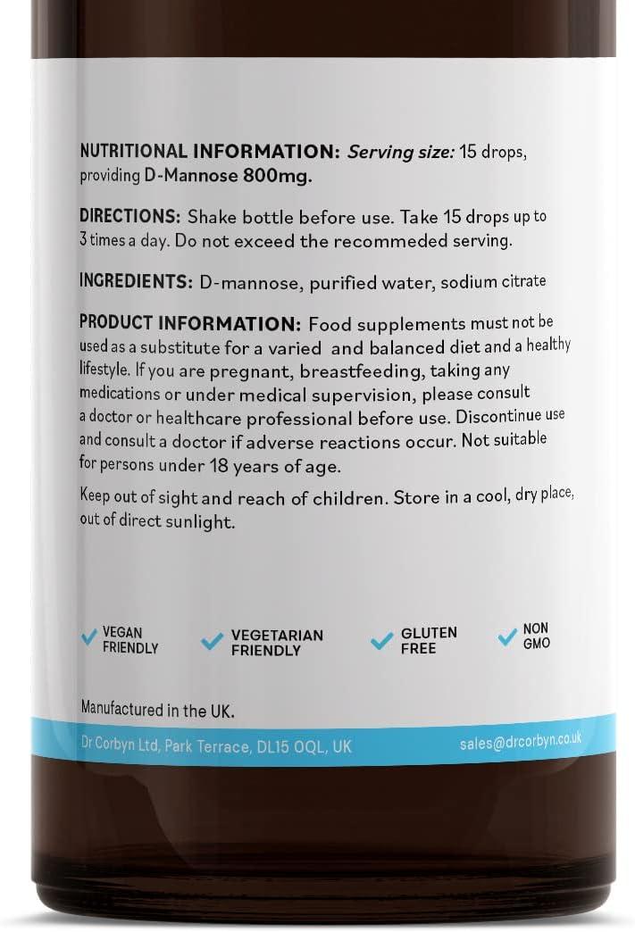 Dr Corbyn D-Mannose 800mg Drops - 100ml | UTI Hero Liquid Supplement ...